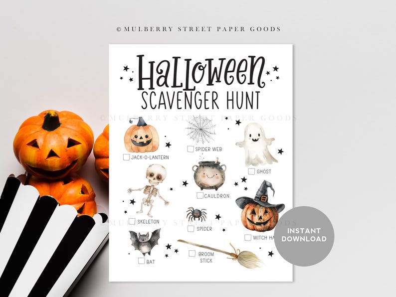 Halloween Scavenger Hunt Printable Instant Download Kids Halloween ...
