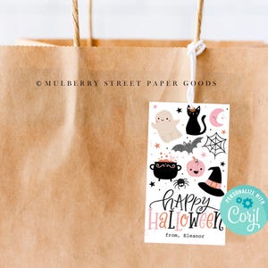 Happy Halloween Gift Tag Printable Pink Halloween Party Favors Tag ...