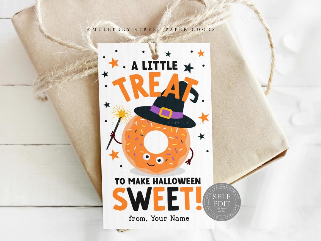 Printable Halloween Gift Tag Digital Download Halloween Donut Treat Tag ...