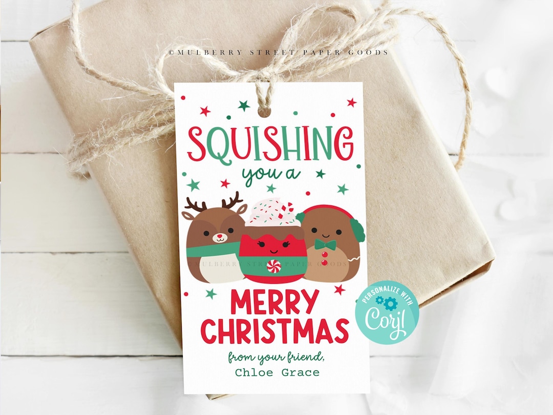 Squish Christmas Gift Tag Digital Download Plush Christmas Gift for ...