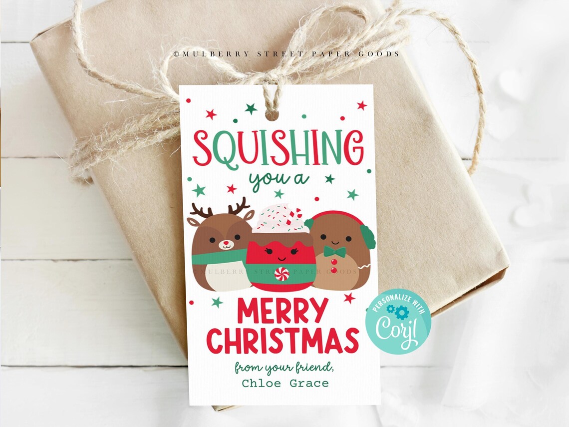 Squish Christmas Gift Tag Digital Download Plush Christmas Gift for ...