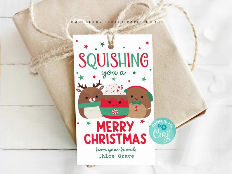 Squish Christmas Gift Tag Digital Download Plush Christmas Gift for ...