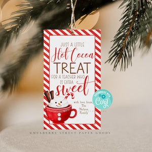Teacher Hot Cocoa Gift Tag Digital Download Printable Holiday Hot ...