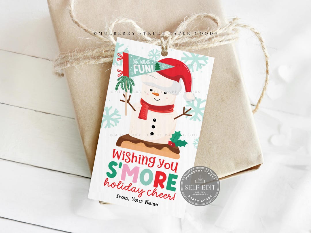 S'mores Christmas Gift Tag Printable Digital Download Canva Template ...