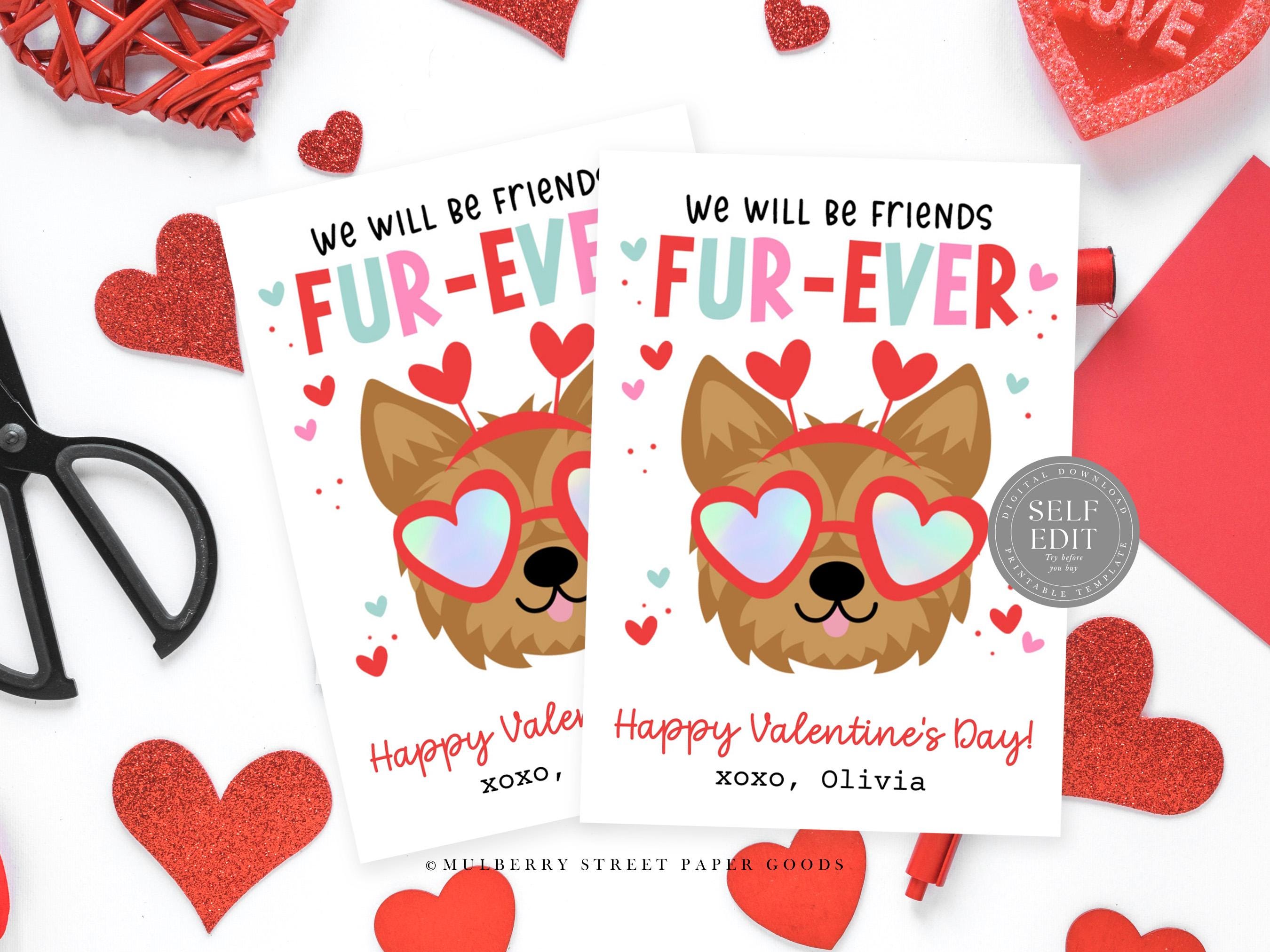 Cute Dog Valentine's Day Card Printable Canva Template Digital Download ...