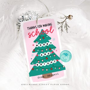 Christmas Friendship Bracelet Gift Tag Printable Personalized Teacher ...