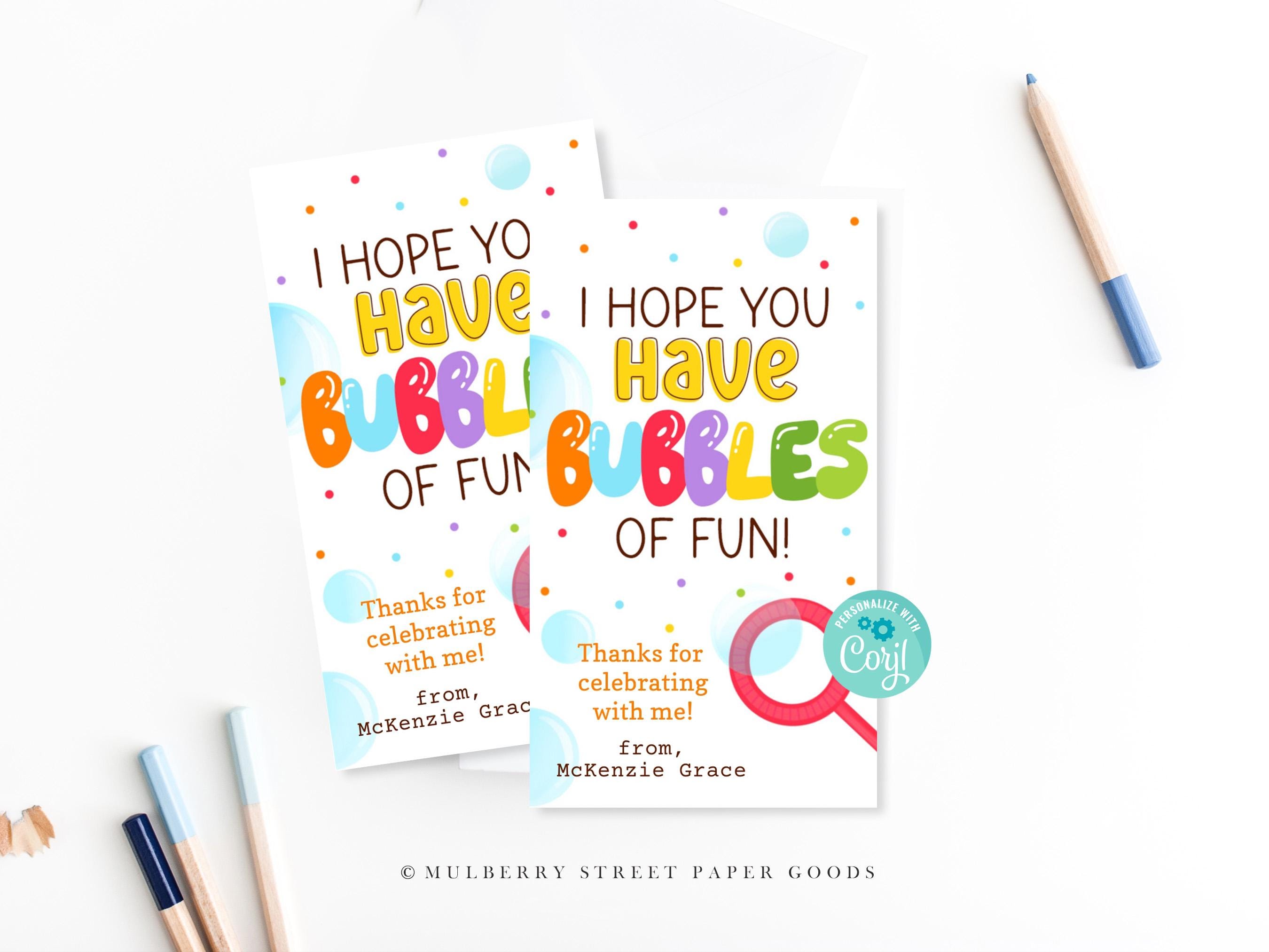 Bubbles of Fun Gift Tag Printable Instant Download Bubbles Gift Tag ...