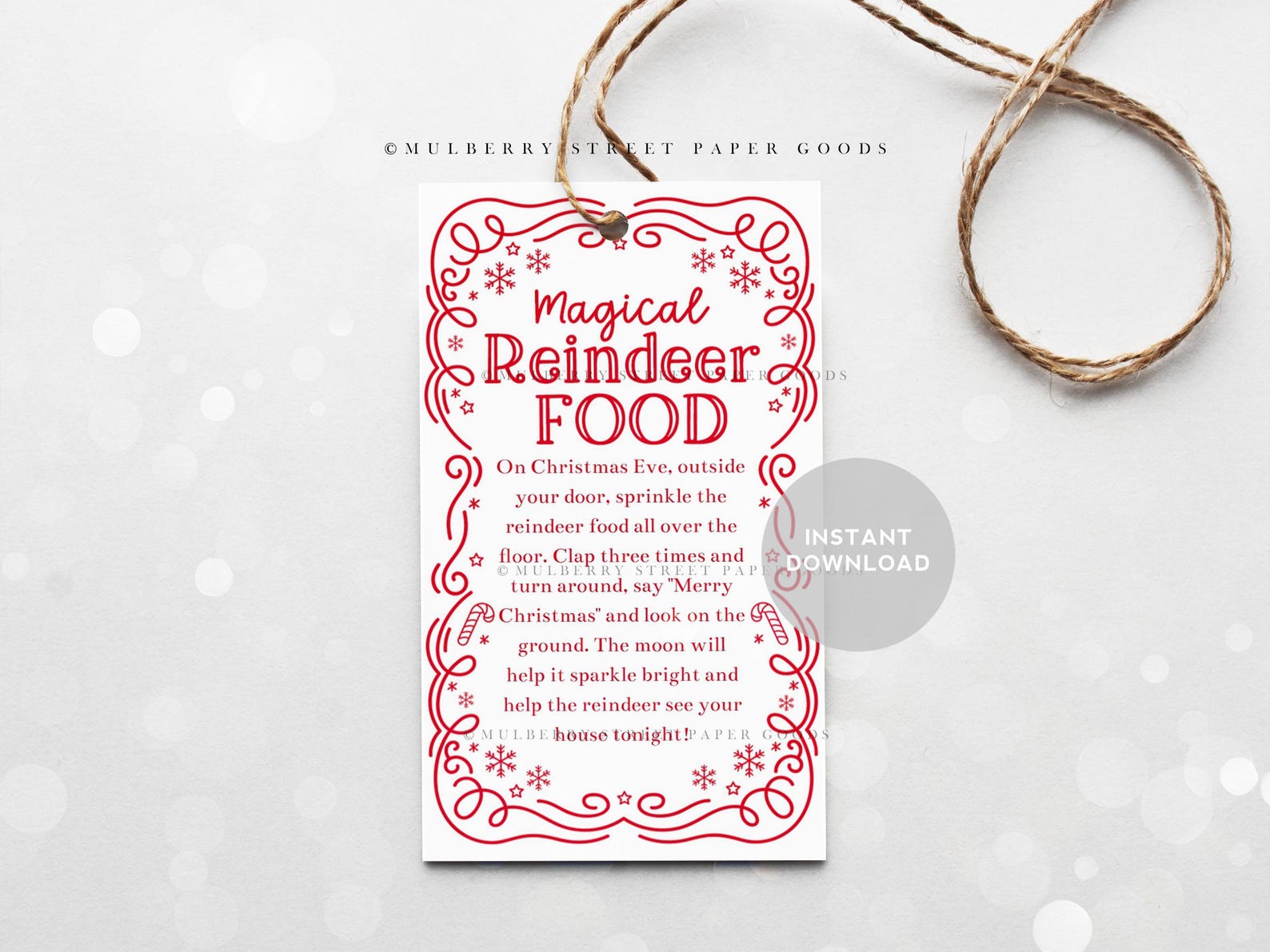 Editable Magical Reindeer Food Gift Tag Printable Official North Pole ...