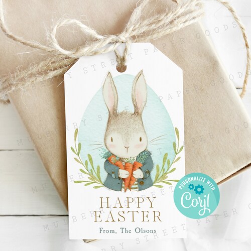 Printable Happy Easter Bunny Gift Tag Instant Download Easter | Etsy