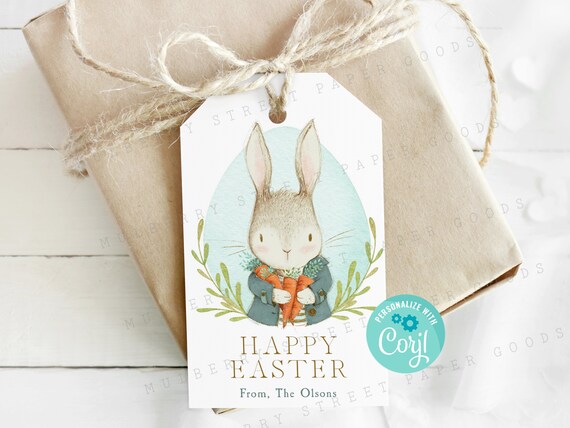Printable Happy Easter Bunny Gift Tag Instant Download Easter | Etsy