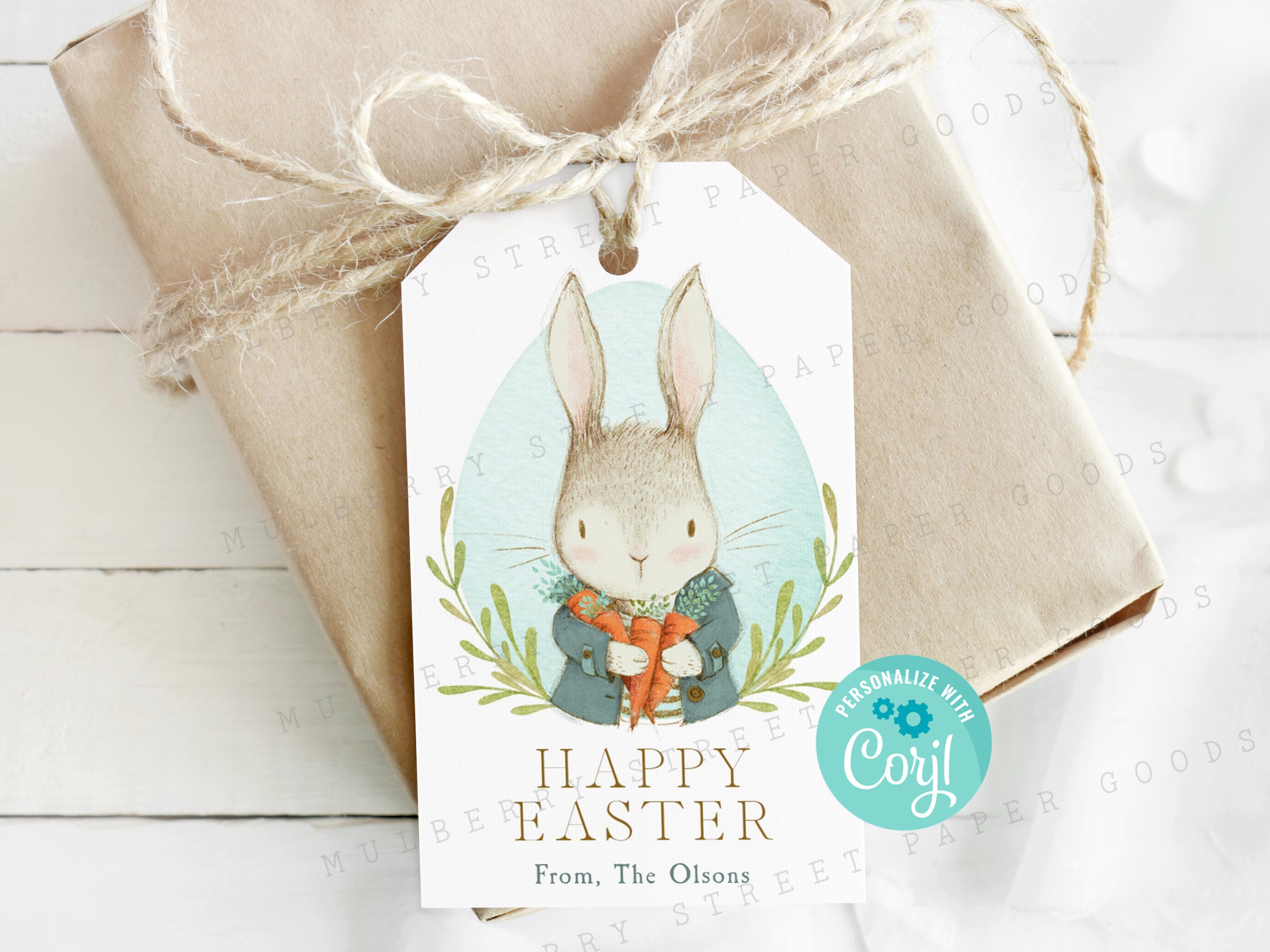 Printable Happy Easter Bunny Gift Tag Instant Download Easter | Etsy