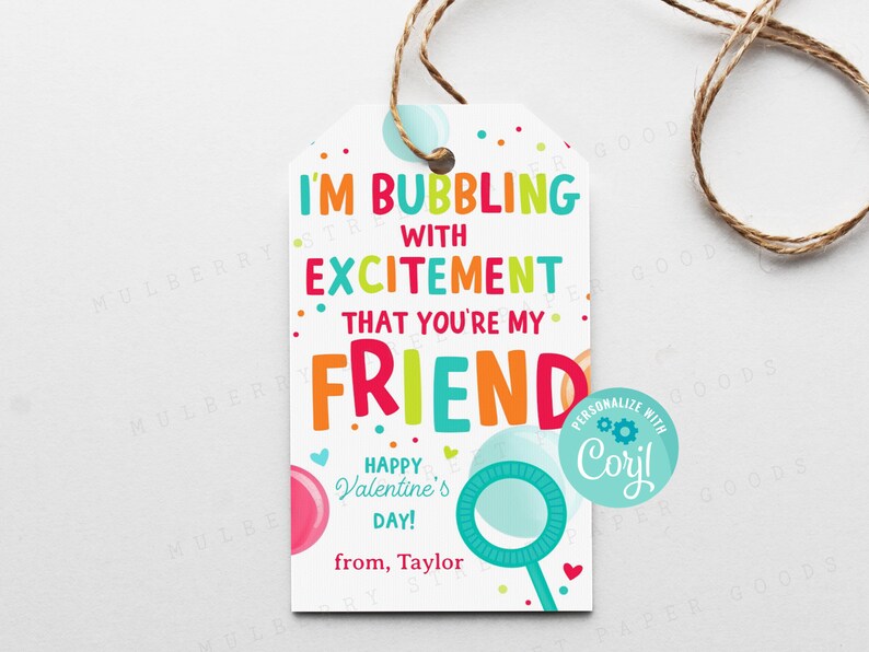Printable Bubbling With Excitement Valentine's Day Tag, Classroom ...