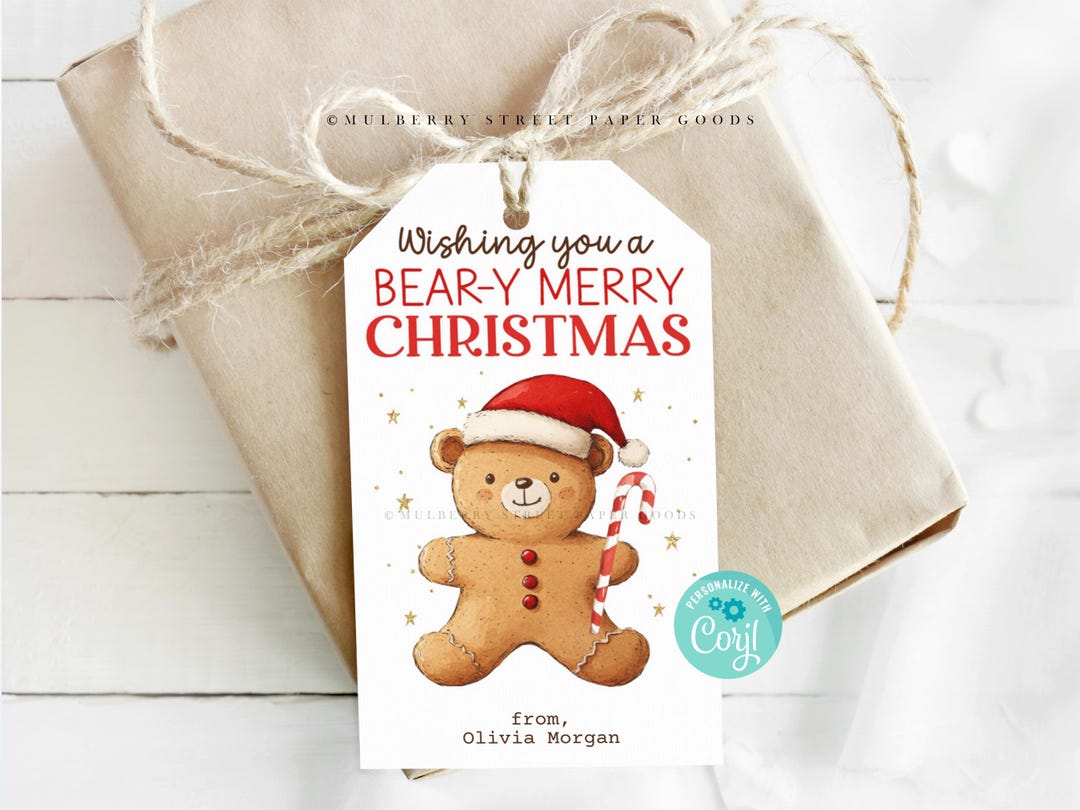Cute Christmas Bear Gift Tag Printable Have A Beary Merry Christmas ...