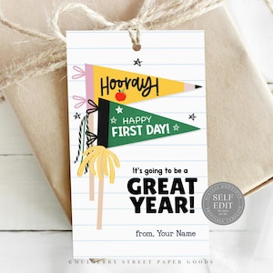 First Day of School Gift Tag Printable Digital Download Back to School ...