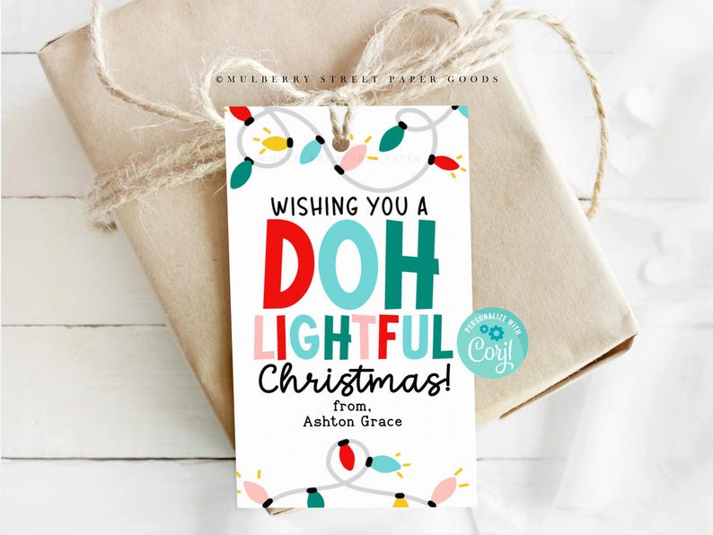 Editable Play Dough Gift Tag Digital Download Doh Christmas Gift Tag ...