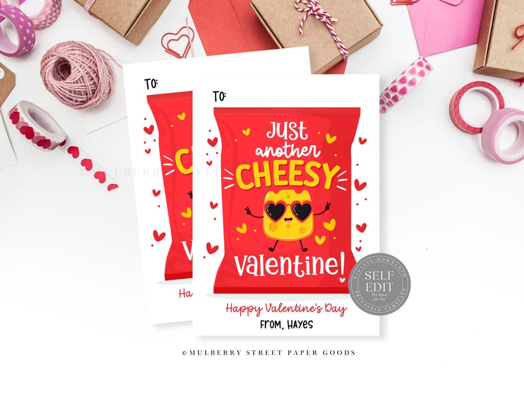 Cheesy Valentine Card Printable Cheese Cracker Classroom Valentine Card ...