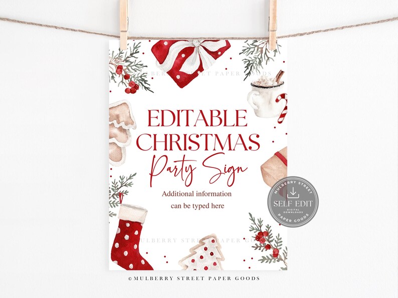 Editable Christmas Party Table Sign Printable Digital Download Canva ...
