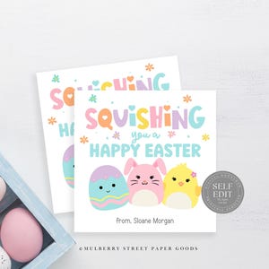 Squishing You a Happy Easter Gift Tag Printable Easter Squishmallow ...