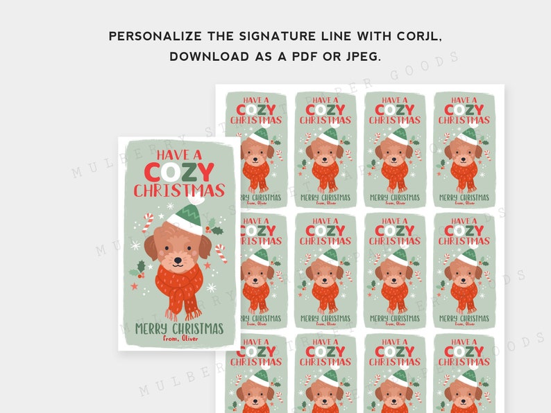 Printable Puppy Christmas Gift Tag, Editable Dog Holiday Gift Tag ...
