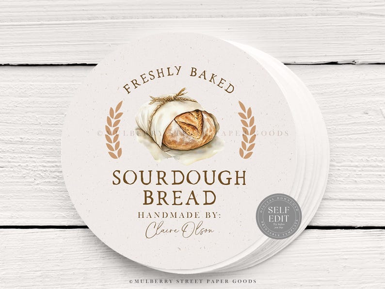Sourdough Bread Gift Tag Printable Digital Download Freshly Baked ...