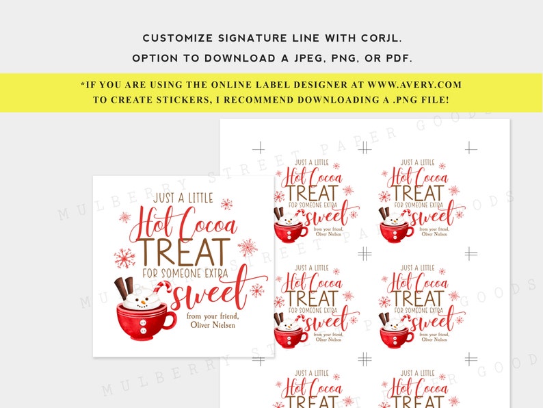 Printable Hot Cocoa Treat for Someone Sweet Square or Circle Gift Tag ...