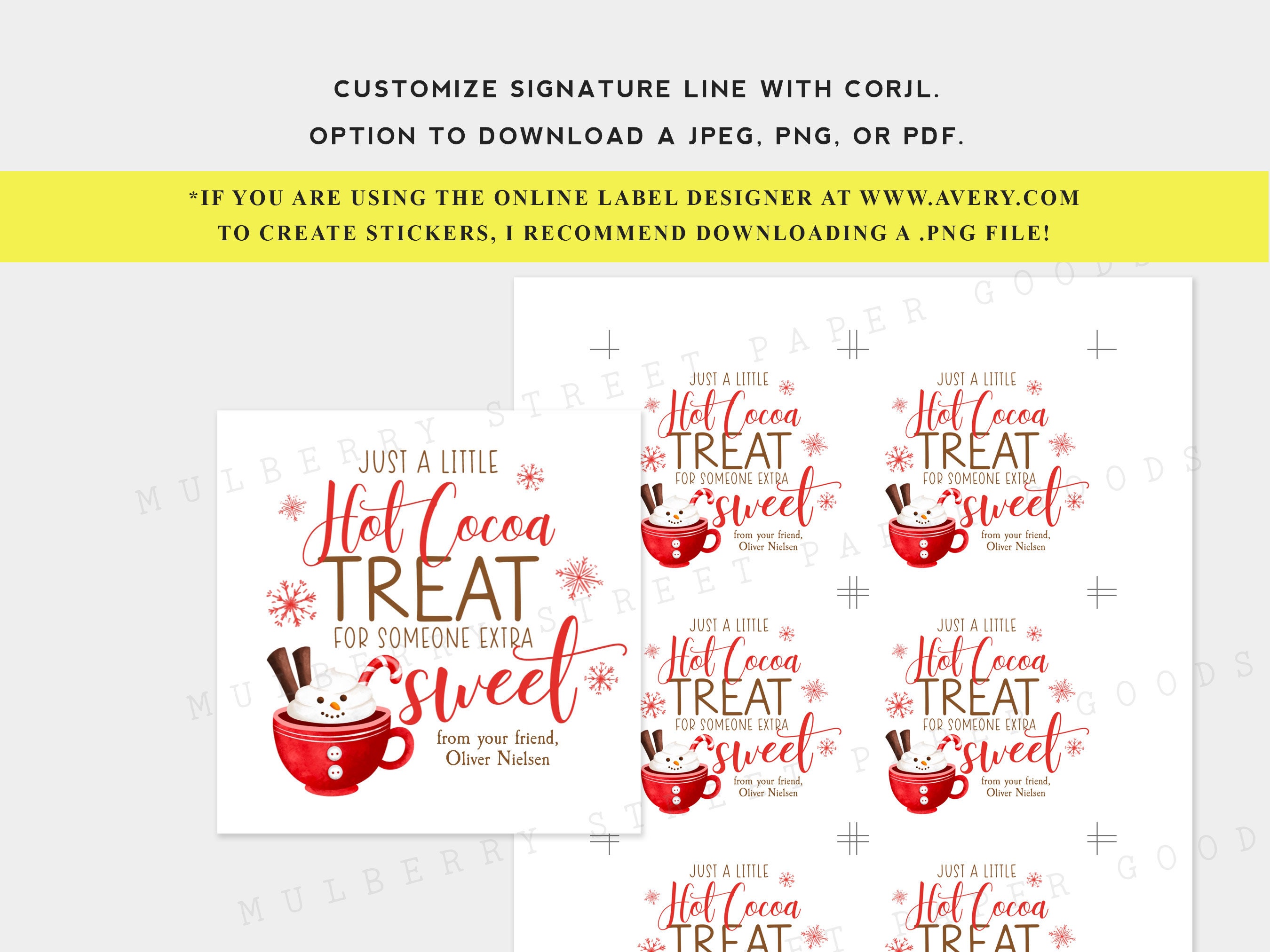 Printable Hot Cocoa Treat for Someone Sweet Square or Circle Gift Tag ...