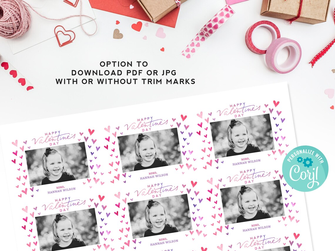 Printable Photo Valentine's Day Classroom Card Instant - Etsy