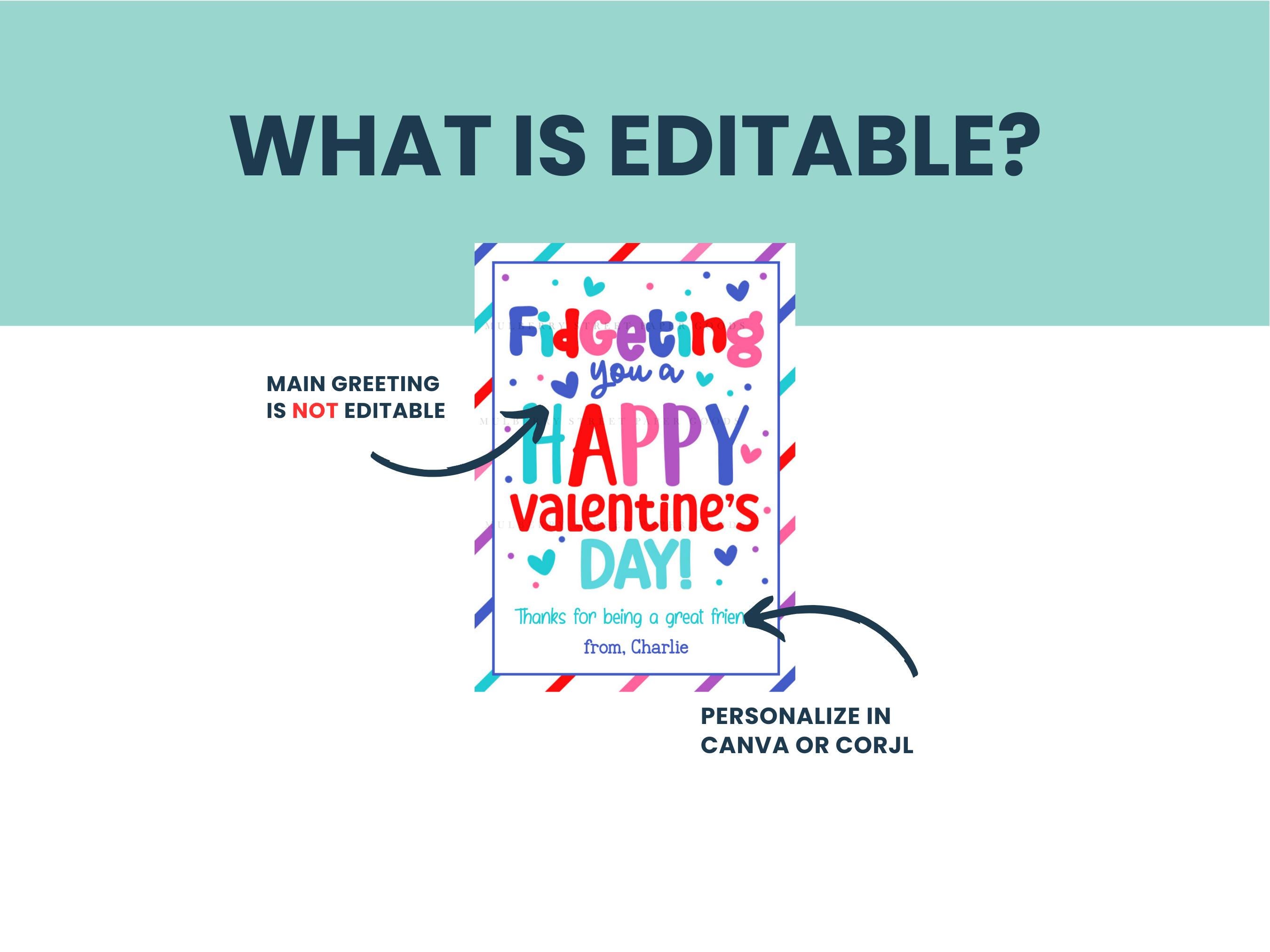Fidget Toy Valentine Card Printable Digital Download Canva Template ...