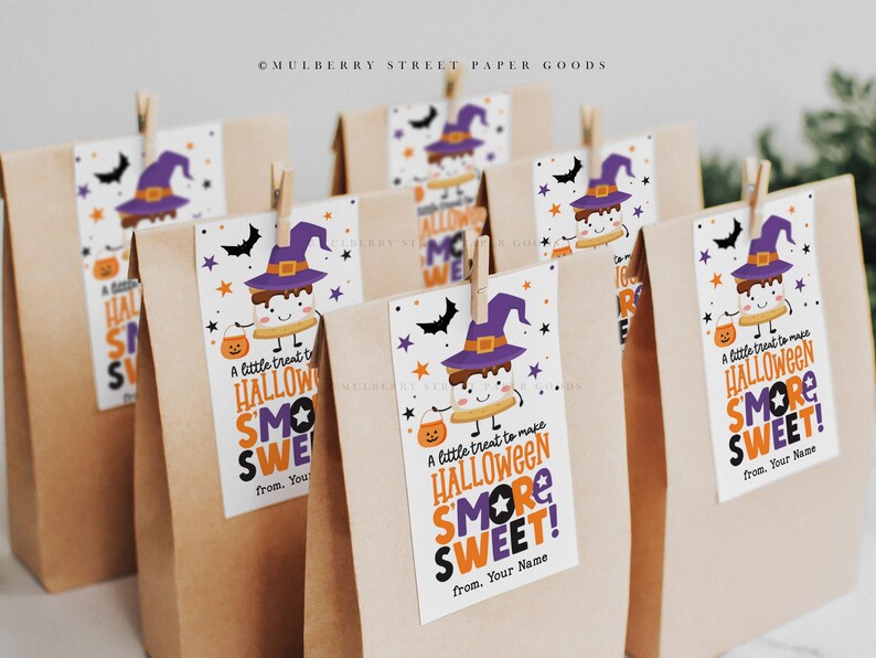 Halloween S'more Gift Tag Printable Canva Template Halloween Party ...