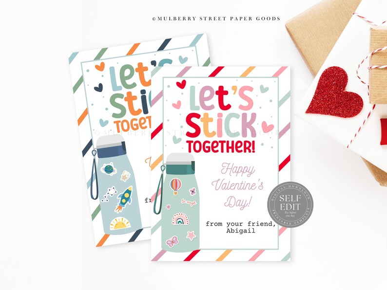 Water Bottle Sticker Valentine Card Printable Classroom Valentine Party ...