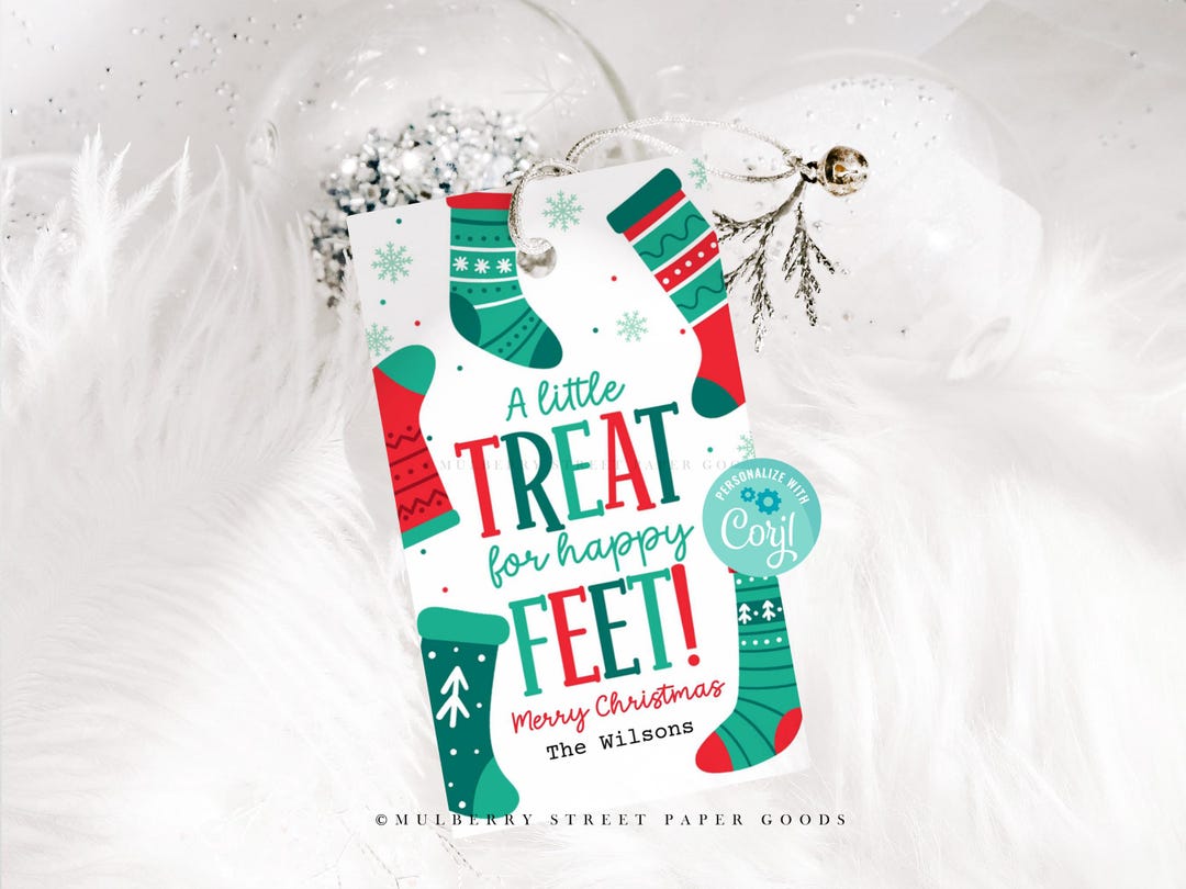 Instant Download Christmas Socks Gift Tag Printable A Little Treat for ...