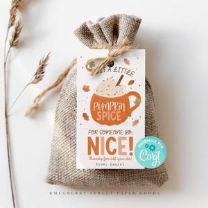 Instant Download Pumpkin Spice Gift Tag Printable Fall Pumpkin Latte ...