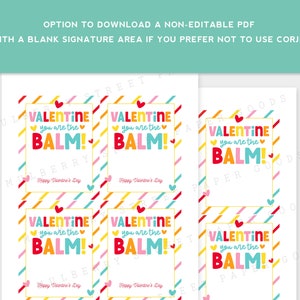 Printable You're the Balm Valentine's Day Card Kids Classroom Lip Balm ...