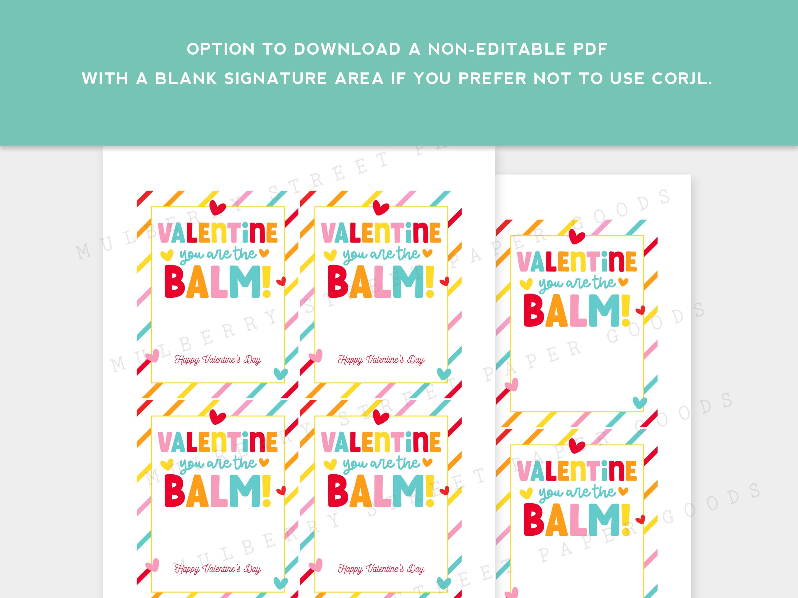 Lip Balm Valentine's Day Card Printable Kids Classroom Chapstick ...