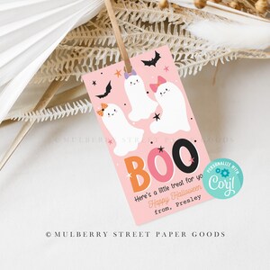 Printable Halloween Gift Tag Ghost Ghouls Pink Halloween Treat Tag ...
