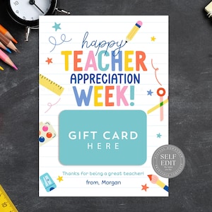 Teacher Appreciation Gift Card Holder Canva Template Teacher ...