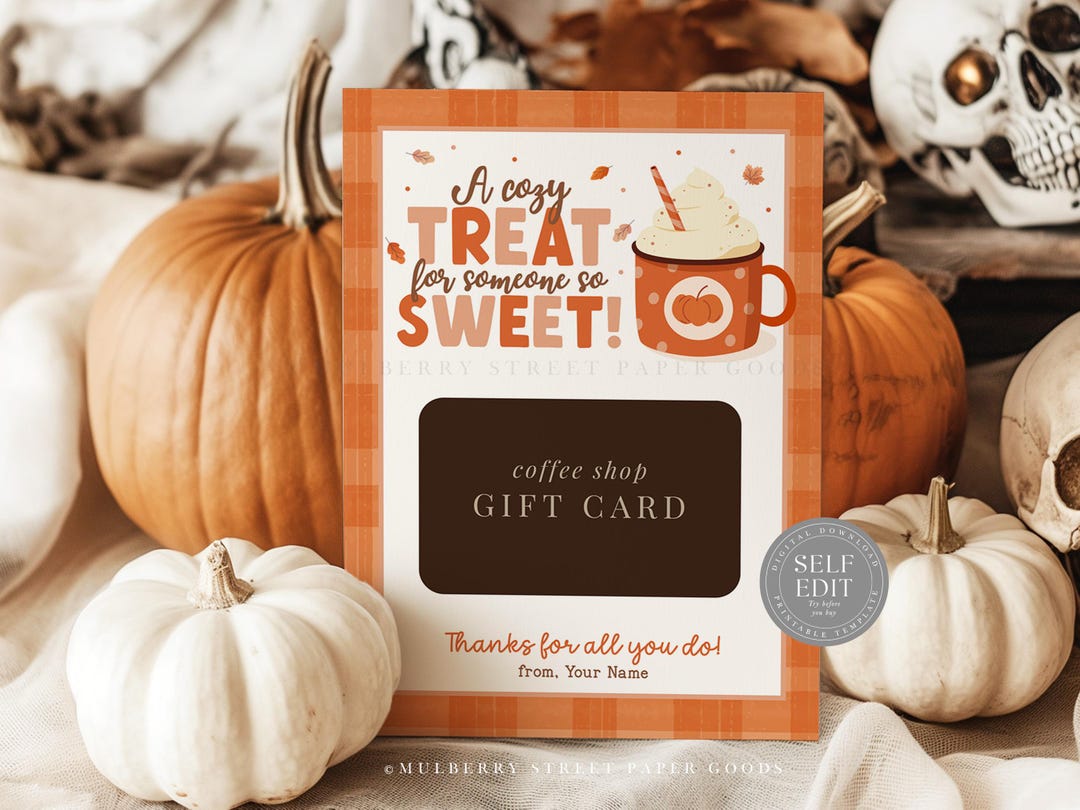Fall Coffee Gift Card Holder Printable Digital Download Cozy Coffee ...