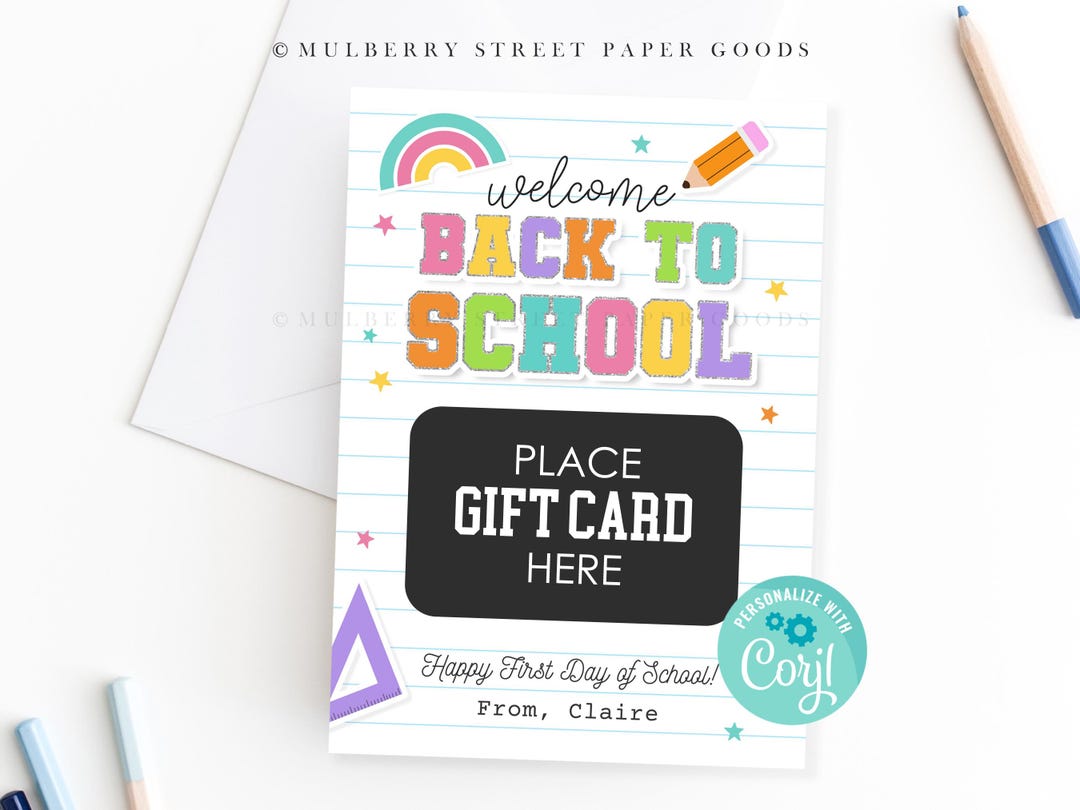 Teacher Gift Card Holder Printable Back to School Digital Instant ...