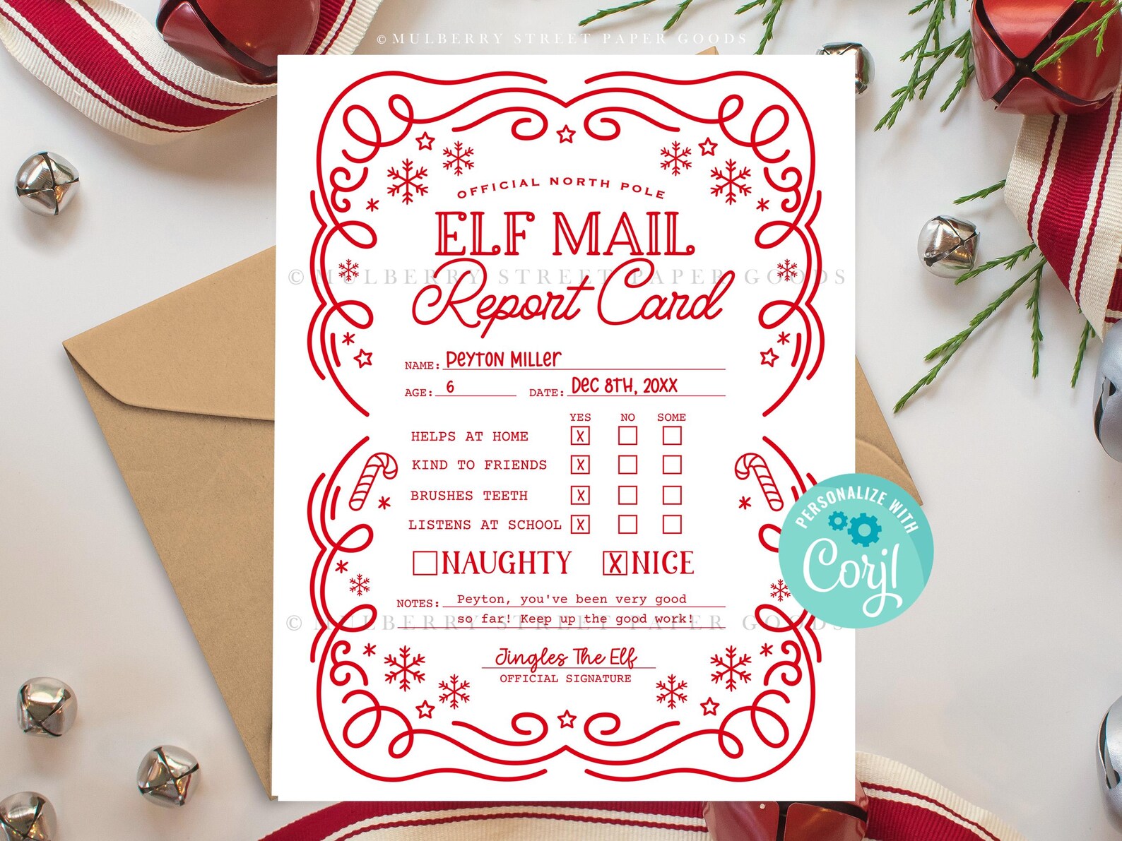 Editable Elf Report Card Printable Personalized Christmas Elf Activity ...