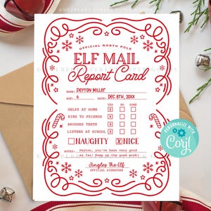 Editable Elf Report Card Printable Personalized Christmas Elf Activity ...