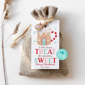 Editable Christmas Hot Cocoa Gift Tag Digital Download Hot Chocolate ...