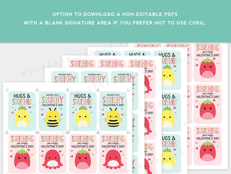 Printable Squish Valentine's Day Card Kids Classroom Squishy Valentine ...