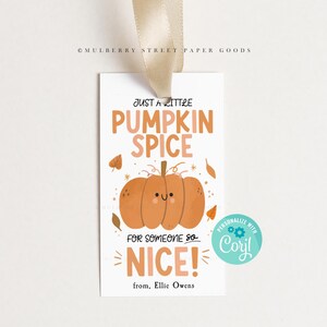 Pumpkin Spice Gift Tag Printable Fall Coffee Tag Digital Download ...