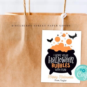 Halloween Gift Tag Printable Halloween Bubbles With Fun Treat Tag ...