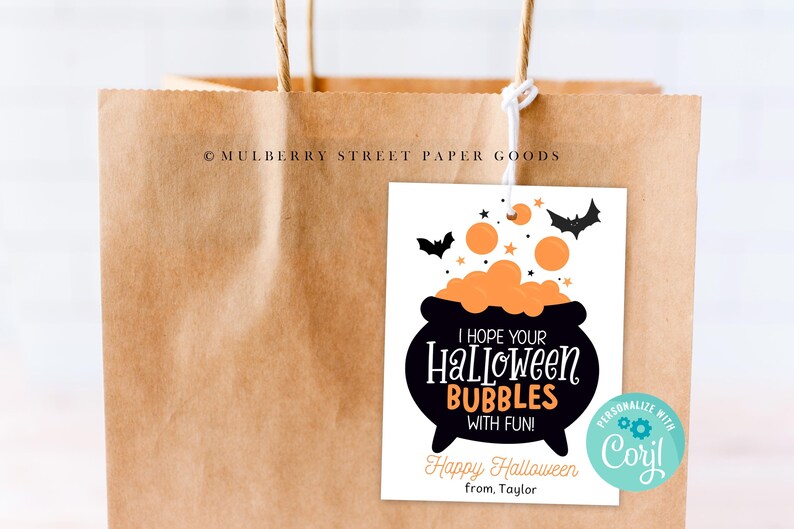 Halloween Gift Tag Printable Halloween Bubbles With Fun Treat Tag ...