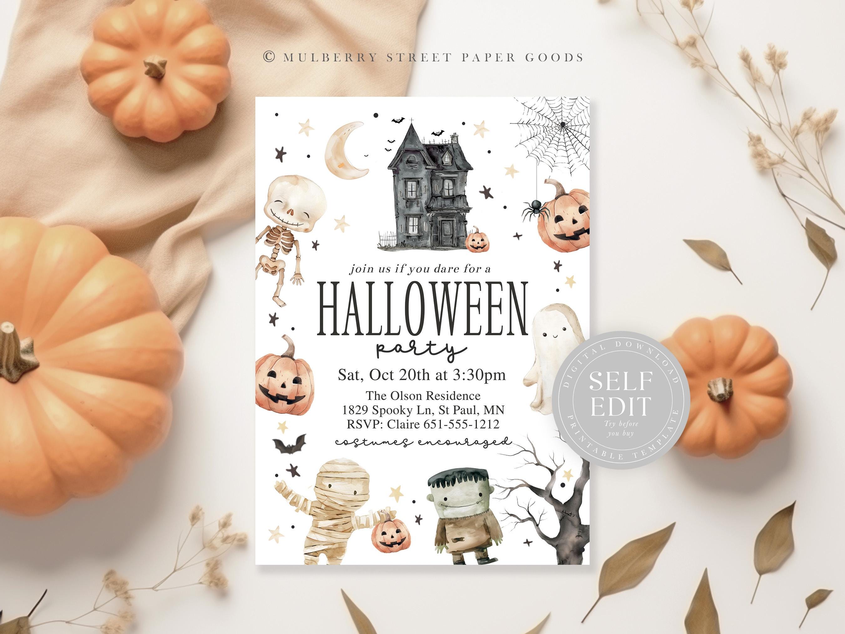 Editable Halloween Invitation Printable Halloween Party Invite Canva ...