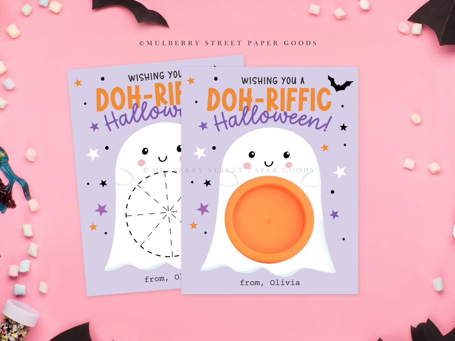 Halloween Playdough Card Holder Printable Instant Download Ghost ...