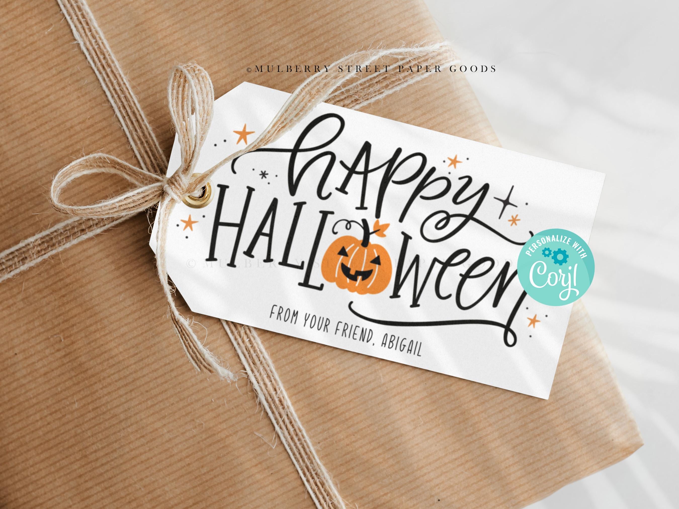 Printable Happy Halloween Gift Tag, Trick or Treat Favor Bag Tag ...