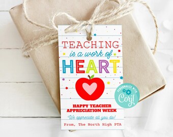 Teaching is a Gift of Heart Printable Tags - Etsy