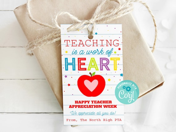 Printable Teaching is a Work of Heart Gift Tag Instant - Etsy